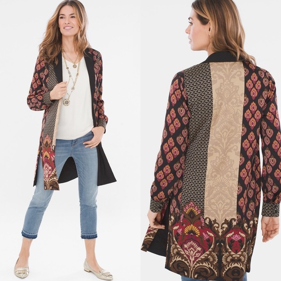 Chico's | Jackets & Coats | Chicos Sz 81 Artsy Topper Jacket Black ...